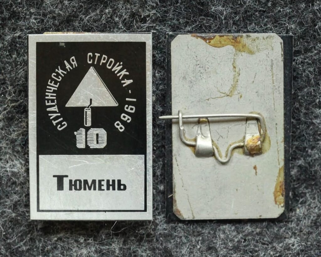Знак ВЛКСМ Студенческая стройка Тюмень 1968 год ССО - Значки и знаки